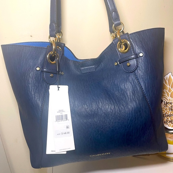 Calvin Klein | Bags | Calvin Klein Navy Blue Reversible Tote Bag | Poshmark